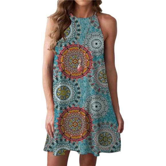 Dresses | Nwot Casual Sleeveless Spaghetti Strap Patterned Short Dress ...